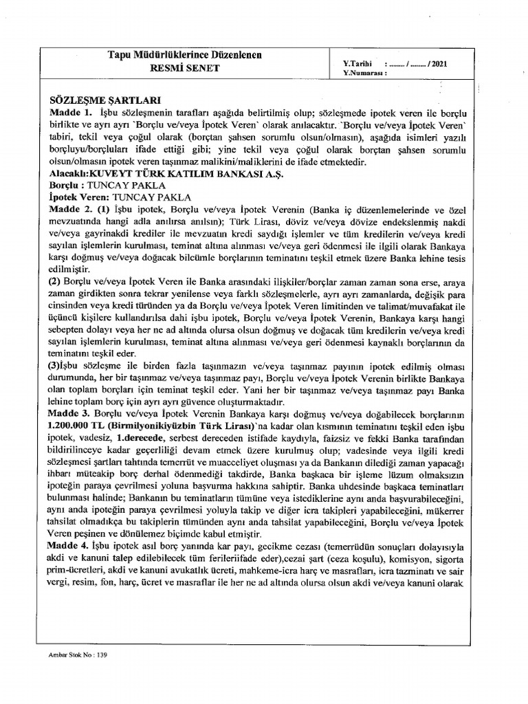 Ipotek Sözleşmesi | PDF