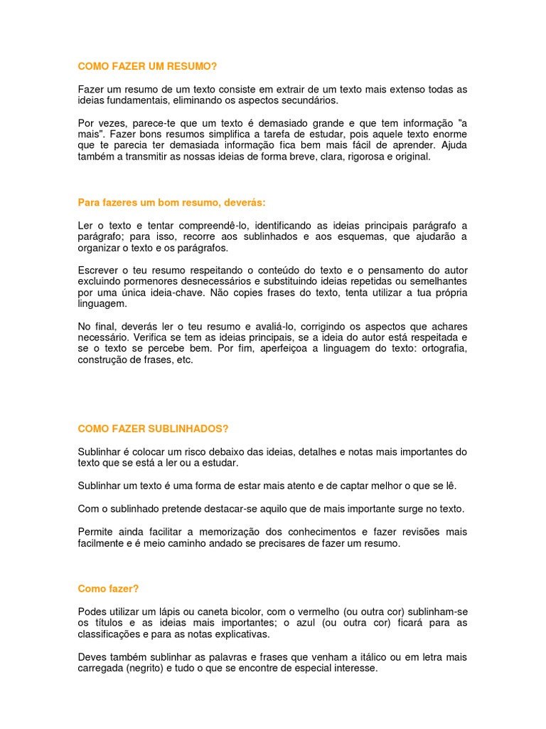 Como Fazer Um Resumo | PDF | Cor | Definição