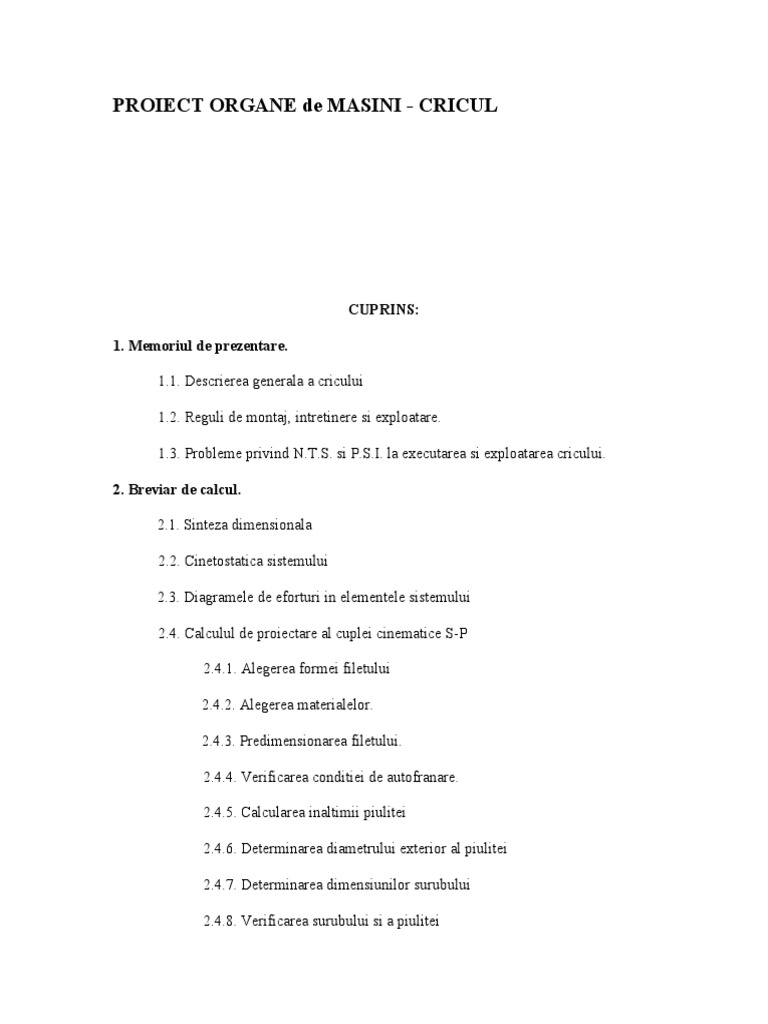 Proiect Organe de Masini | PDF