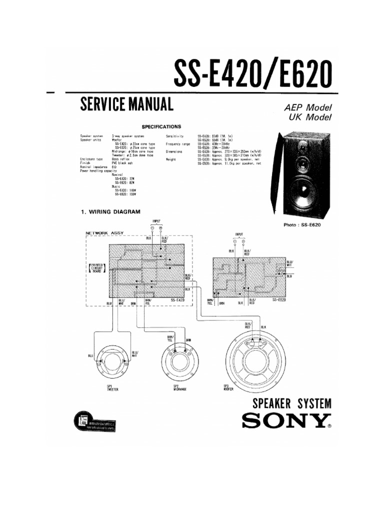 Sony SS E 420 Service Manual | PDF