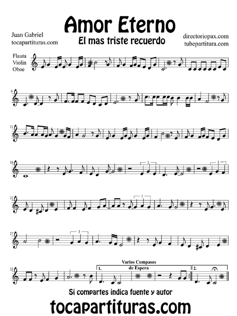 Sheet+Music+for+Flute,+Violin+Oboe+Etern+Love+Partitura+de+Flauta,+Oboe,+Violin+Eterno+Amor ...