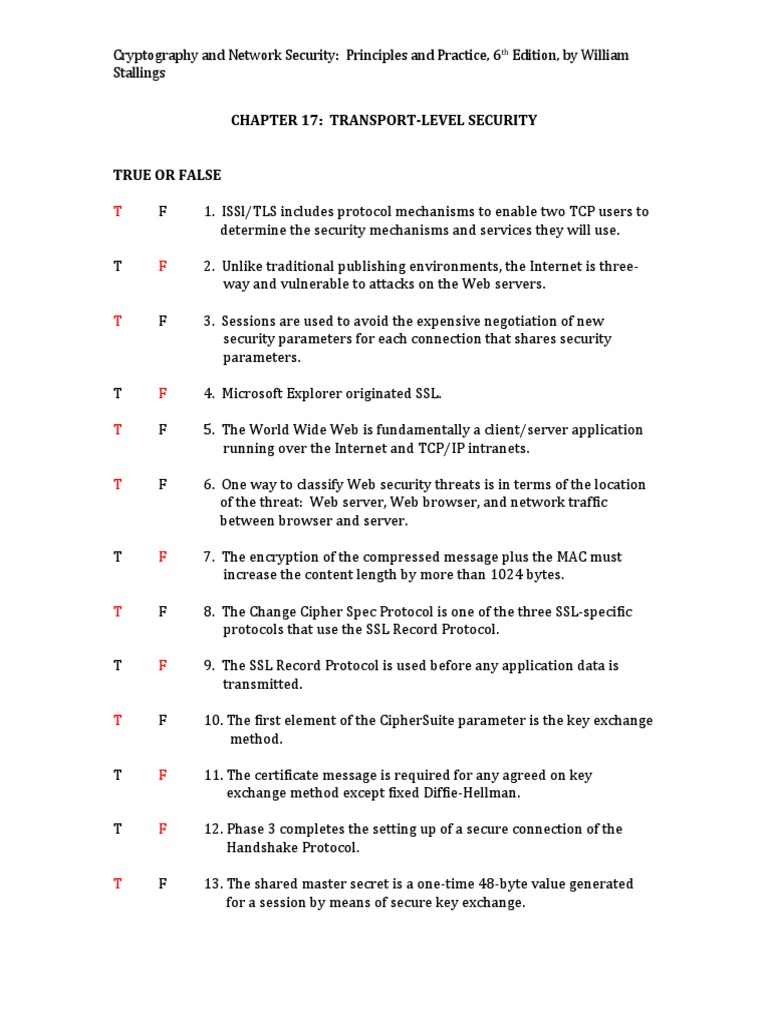 CH 17 | PDF | Transport Layer Security | Encryption