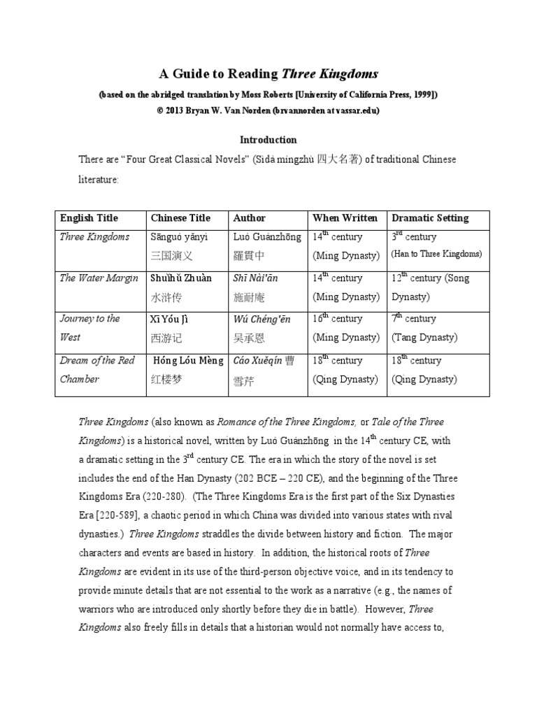 A Guide To Reading Three Kingdoms | PDF | Three Kingdoms | China