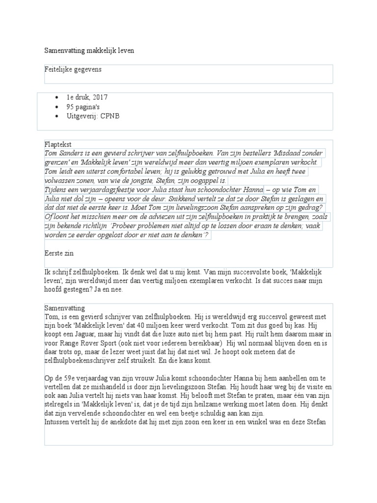 Samenvatting Makkelijk Leven | PDF