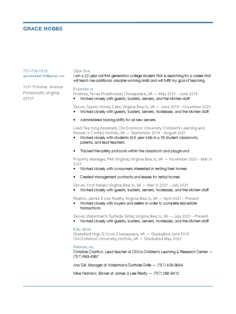 Grace Resume | PDF | Real Estate Broker | Real Estate