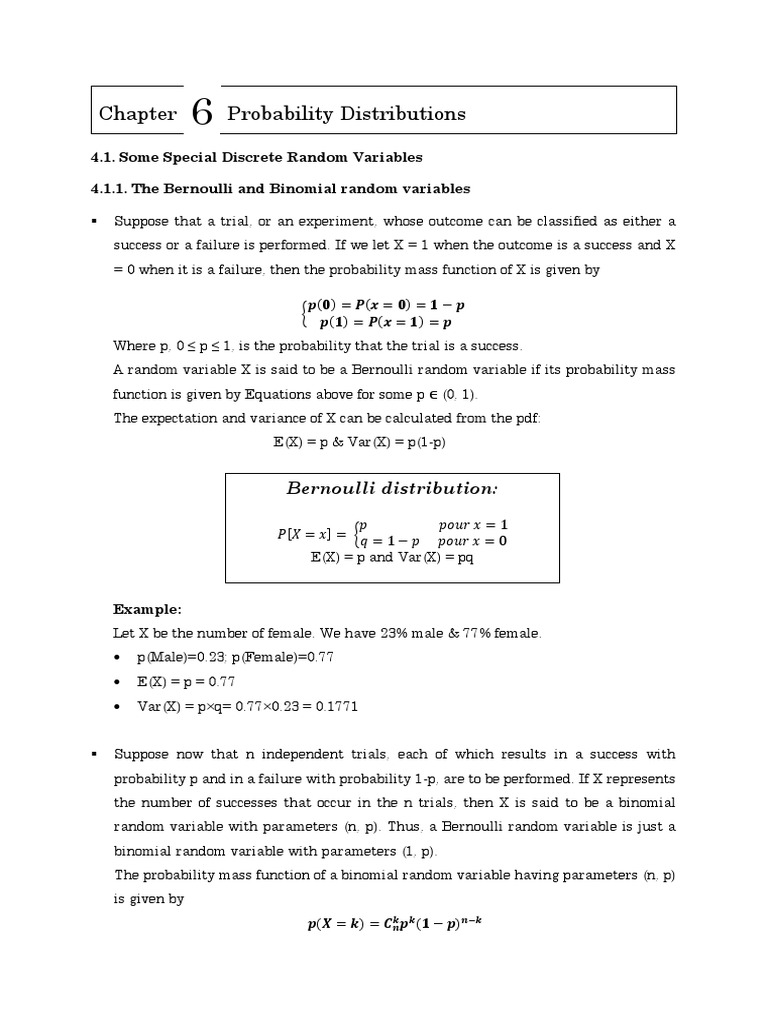 Probability Distributions: 4.1. Some Special Discrete Random Variables ...