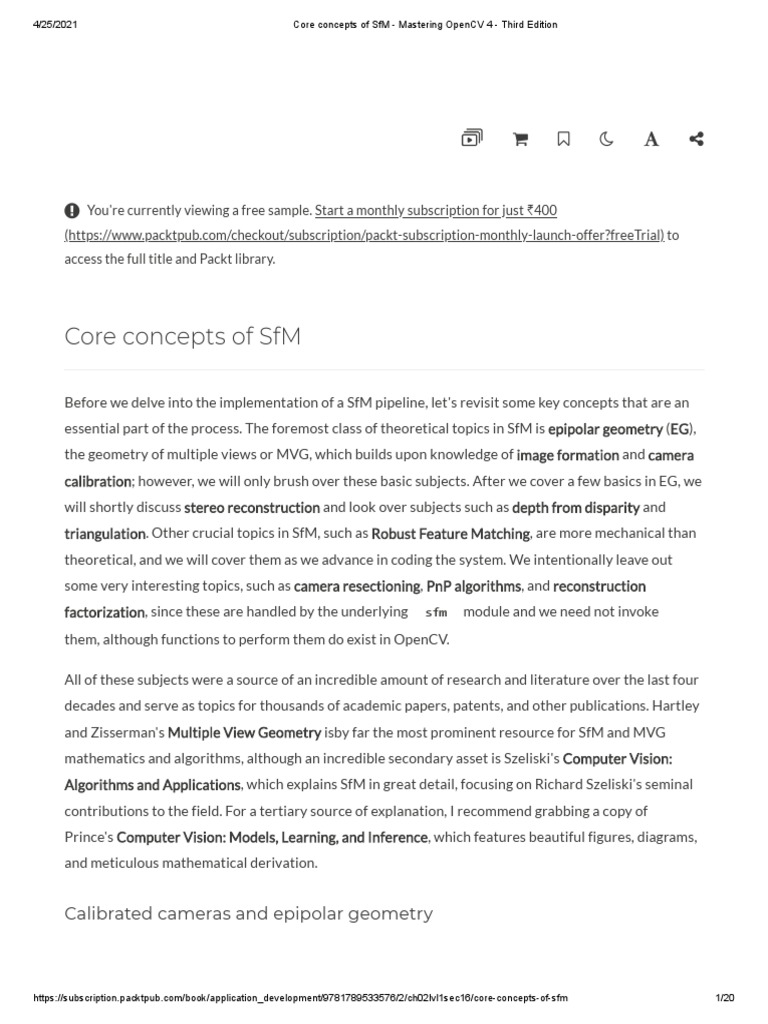 Core Concepts of SFM - Mastering OpenCV 4 - Third Edition | PDF ... Core Concepts of SFM - Mastering OpenCV 4 - Third Edition | PDF ...