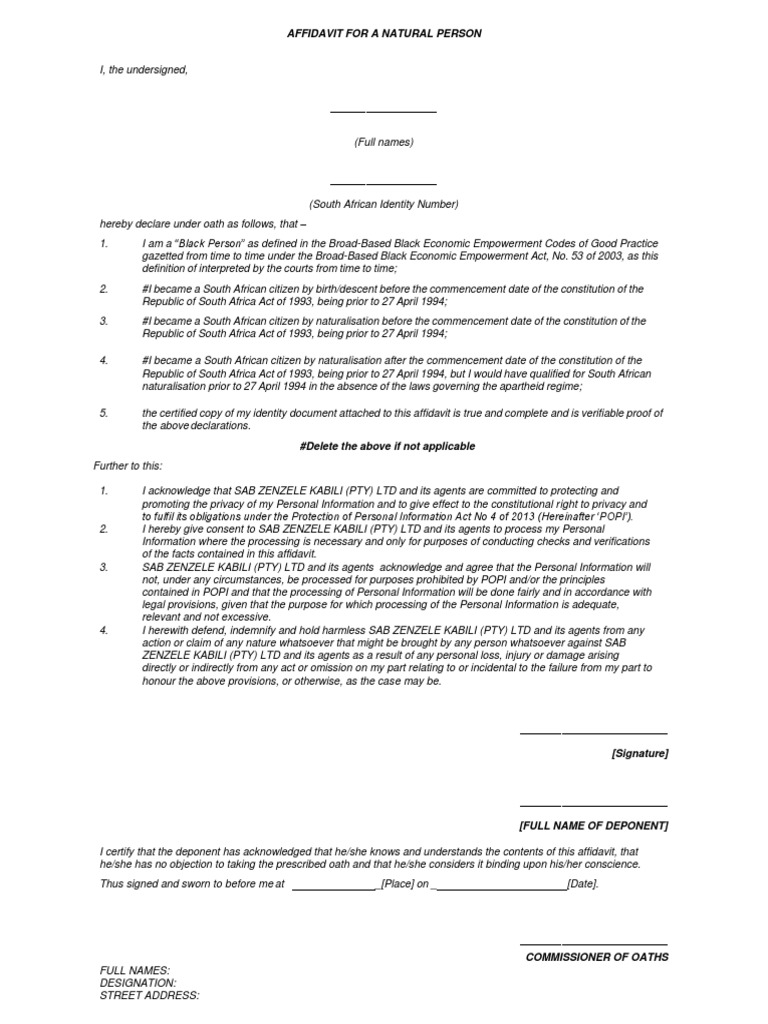 BEE Naturalisation Affidavit | PDF | Government | Affidavit