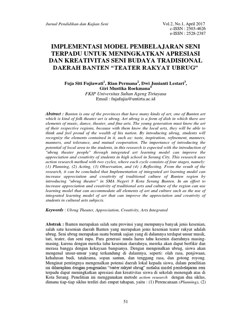Implementasi Model Pembelajaran Seni Terpadu Untuk Meningkatkan ...