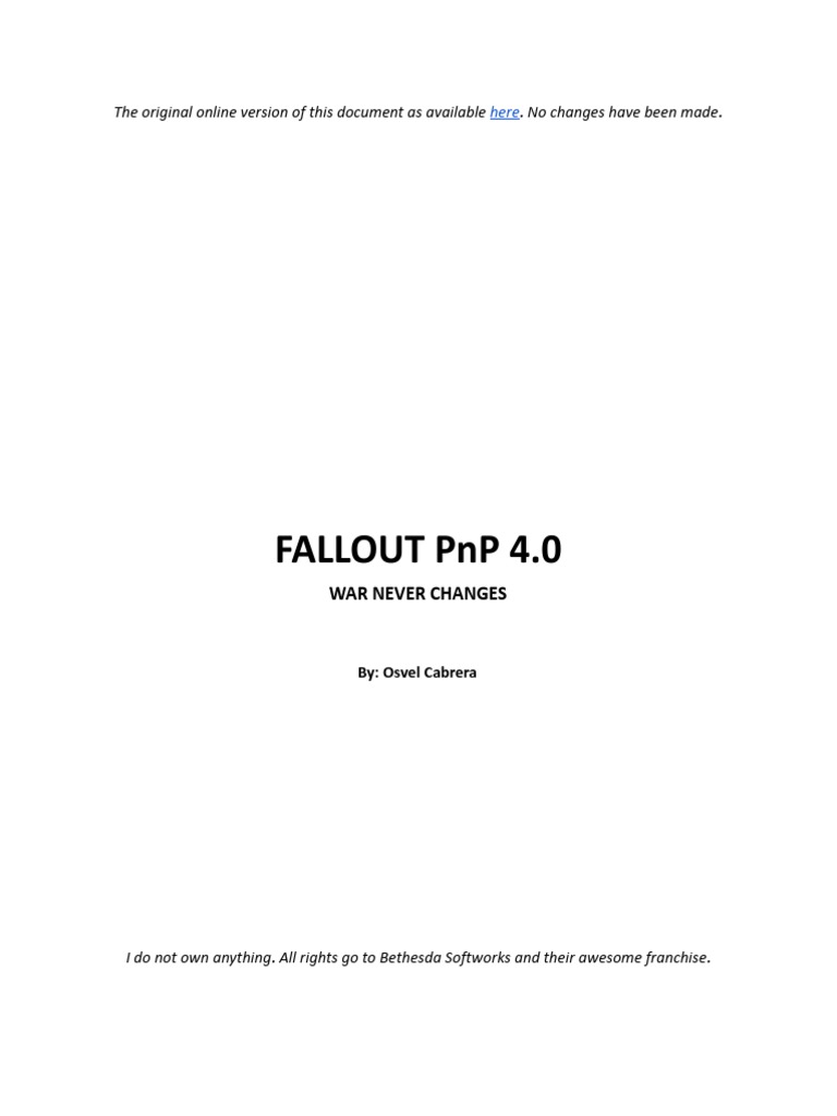 Fallout PNP RPG 4.0 | PDF | Luck