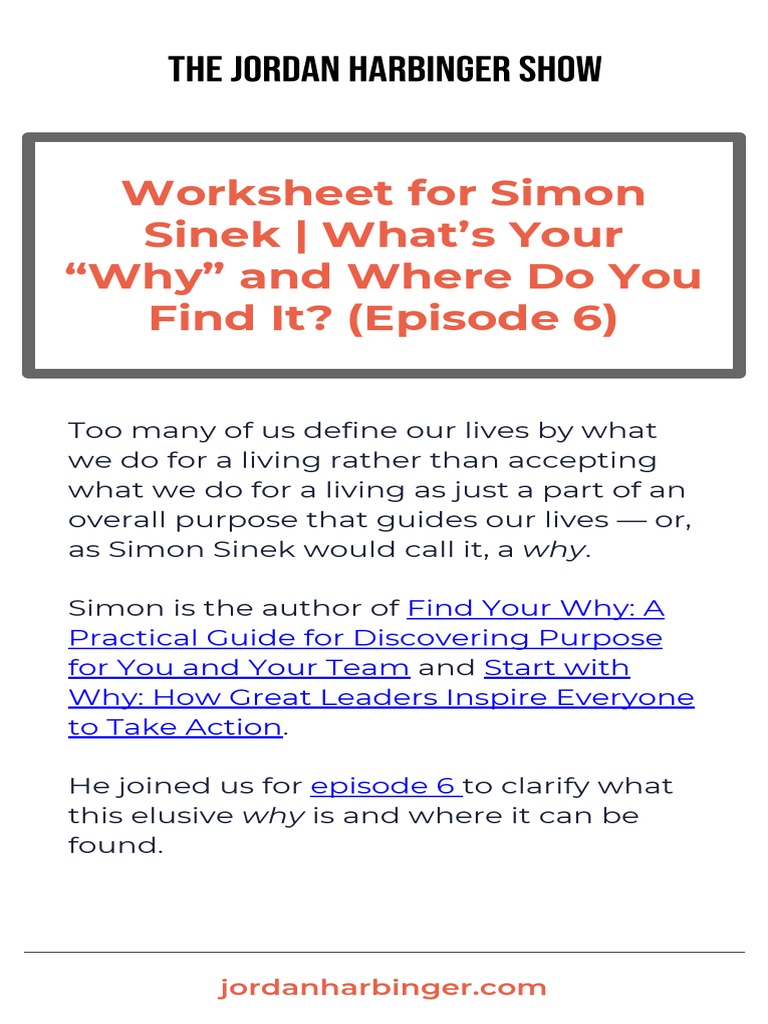 Worksheet For Simon Sinek Whats Your Why and Where Do You Find It ...
