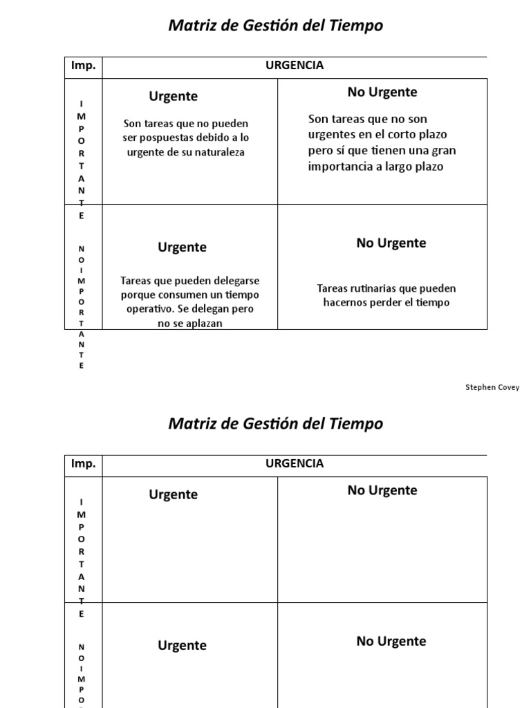 Matriz - Planificacion Gestion Del Tiempo | PDF