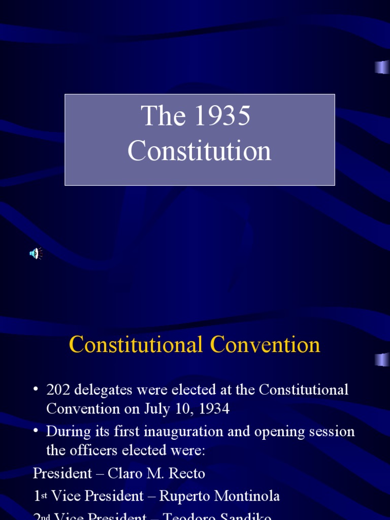 1935 Constitution | PDF | World Politics | President Of The Philippines