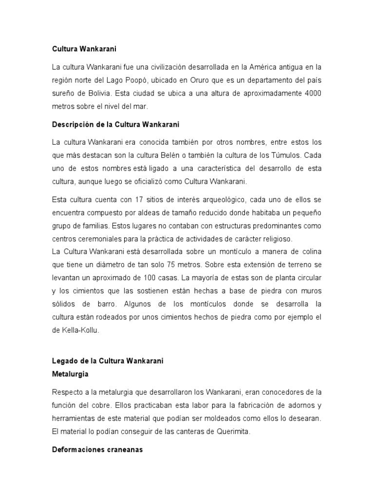 Cultura Wankarani | PDF | Arqueología