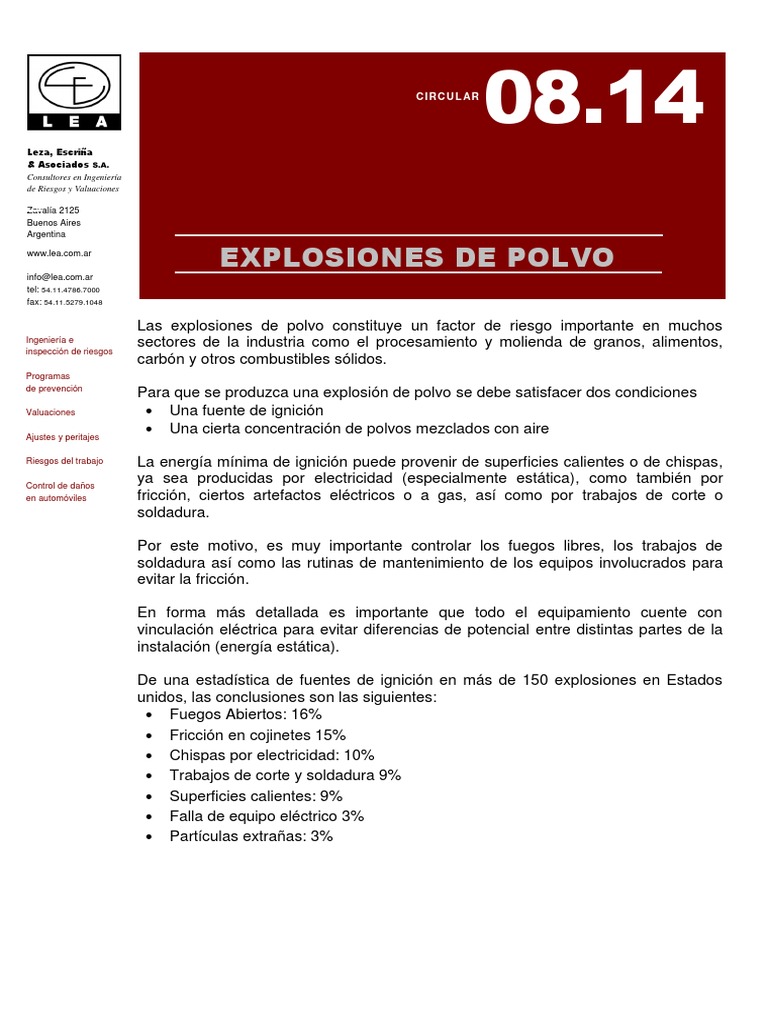 Riesgos de Explosiones de Polvo Industrial | PDF | Combustión