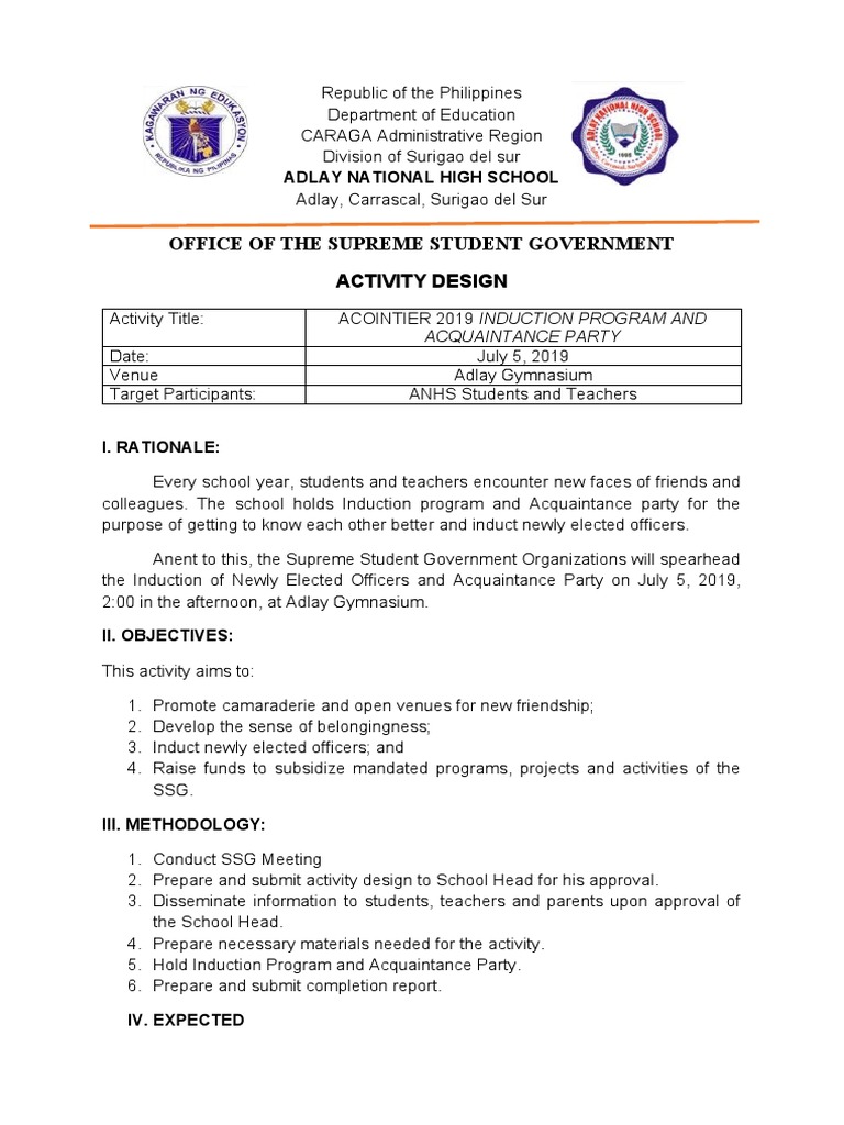 Office of The Supreme Student Government Activity Design: Adlay ...