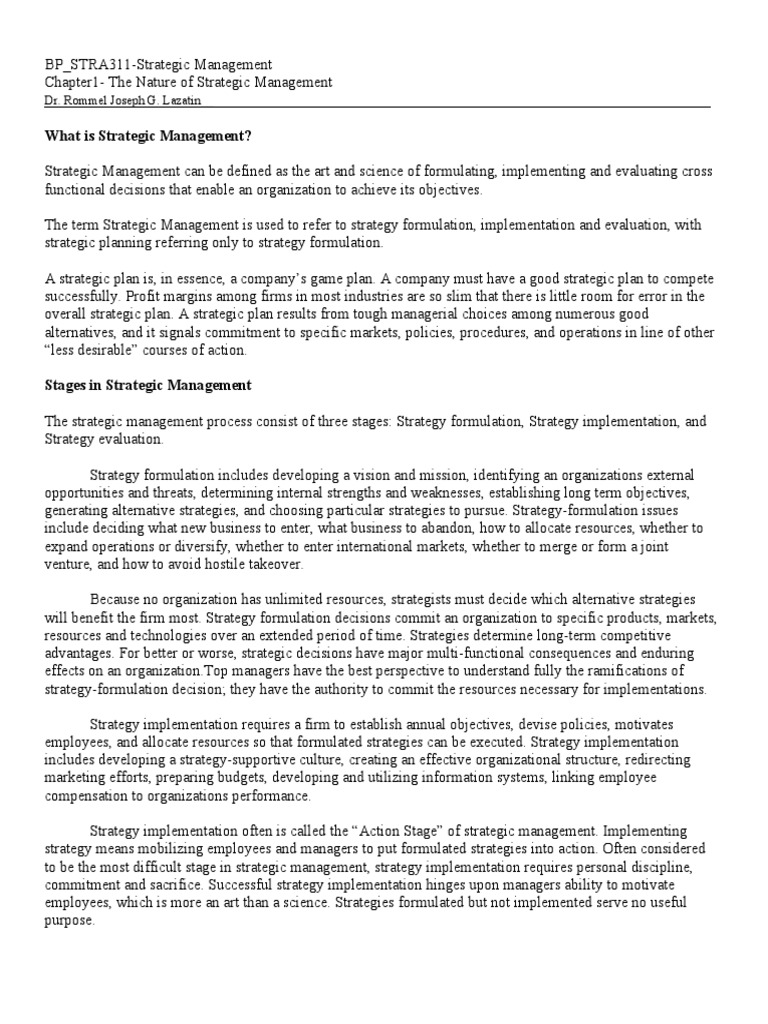 Strama Chapter 1 - Nature of Strama (1) - 1 | PDF | Strategic ...