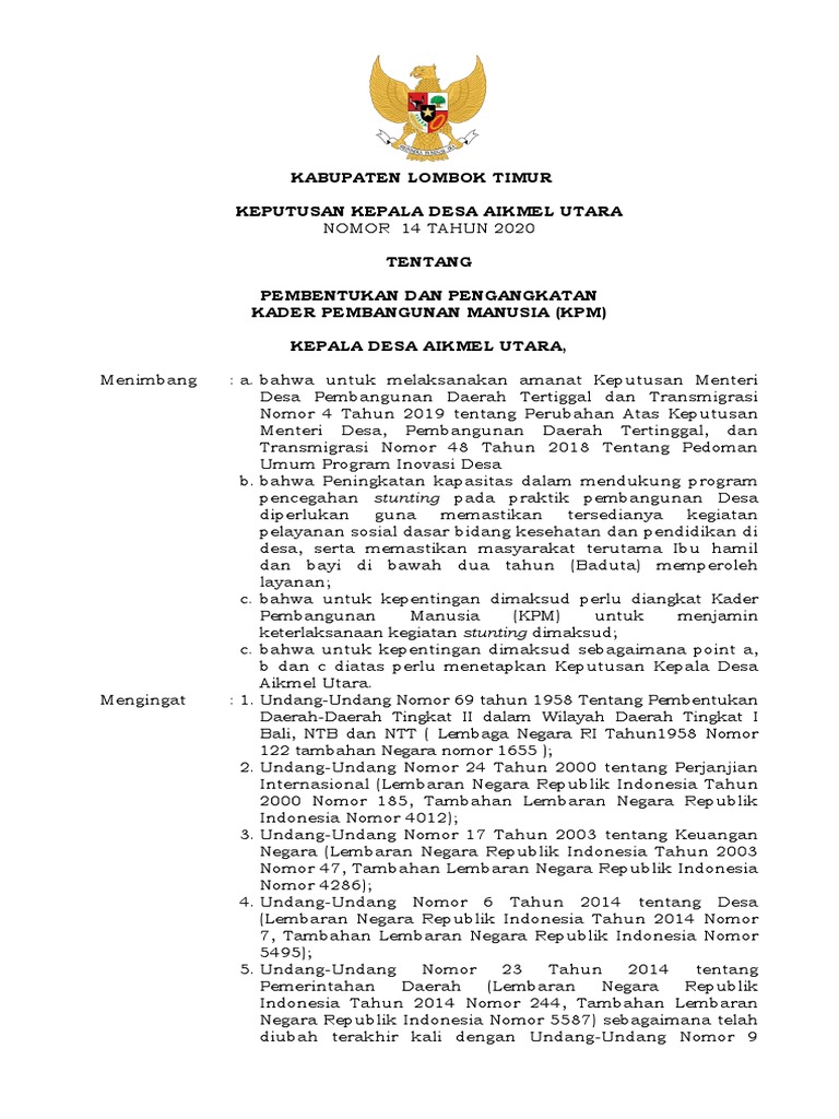 SK KB Desa Aikmel Utara Aiy6gj 18 SK KB | PDF | Griya & Taman