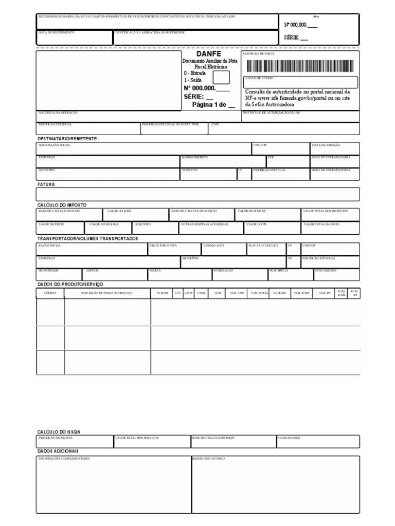 Novo DANFE em Branco | PDF | Recibo