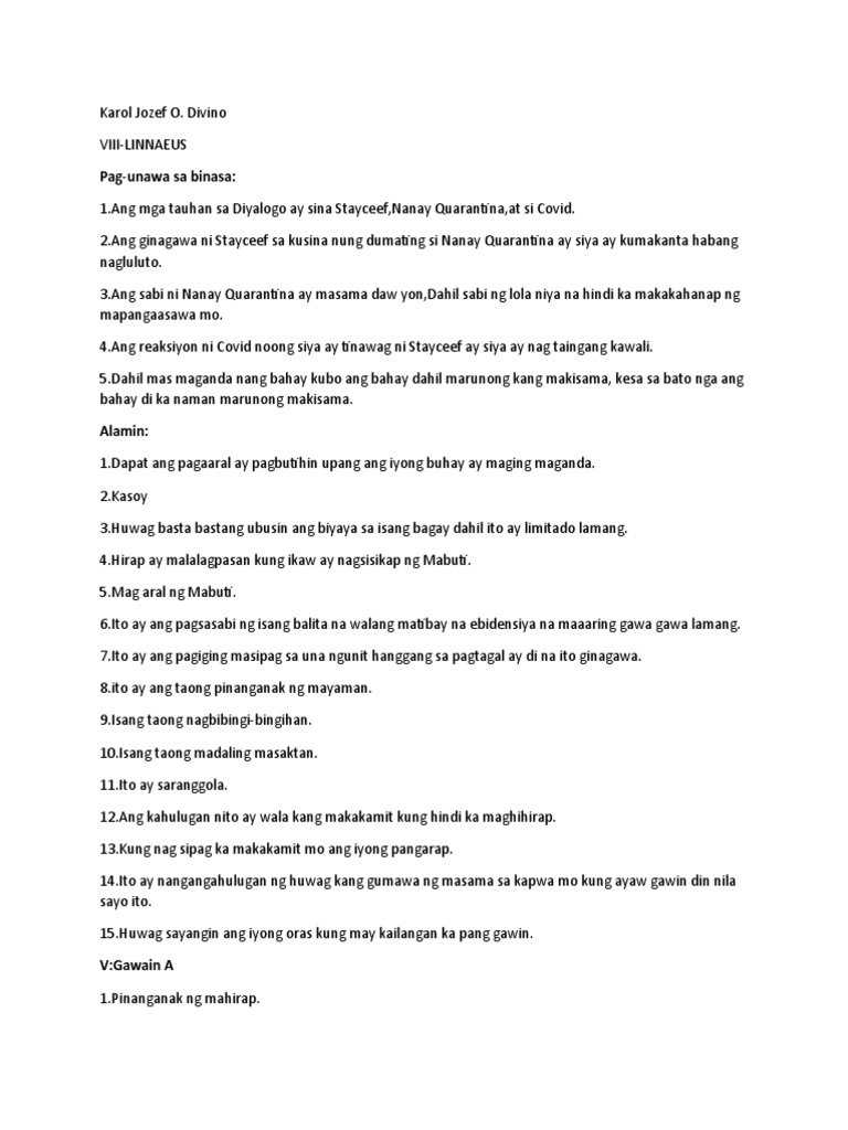 Answer Sheet Filipino 8 | PDF