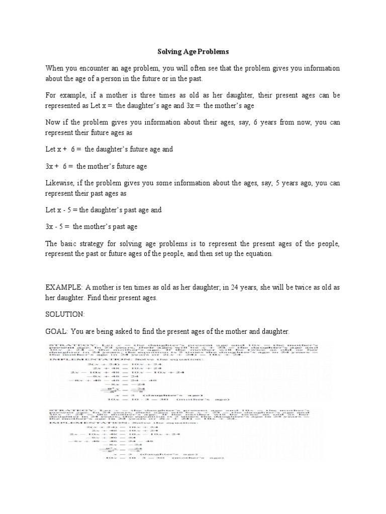 Solving Age Problems | PDF | Equations | Applied Mathematics