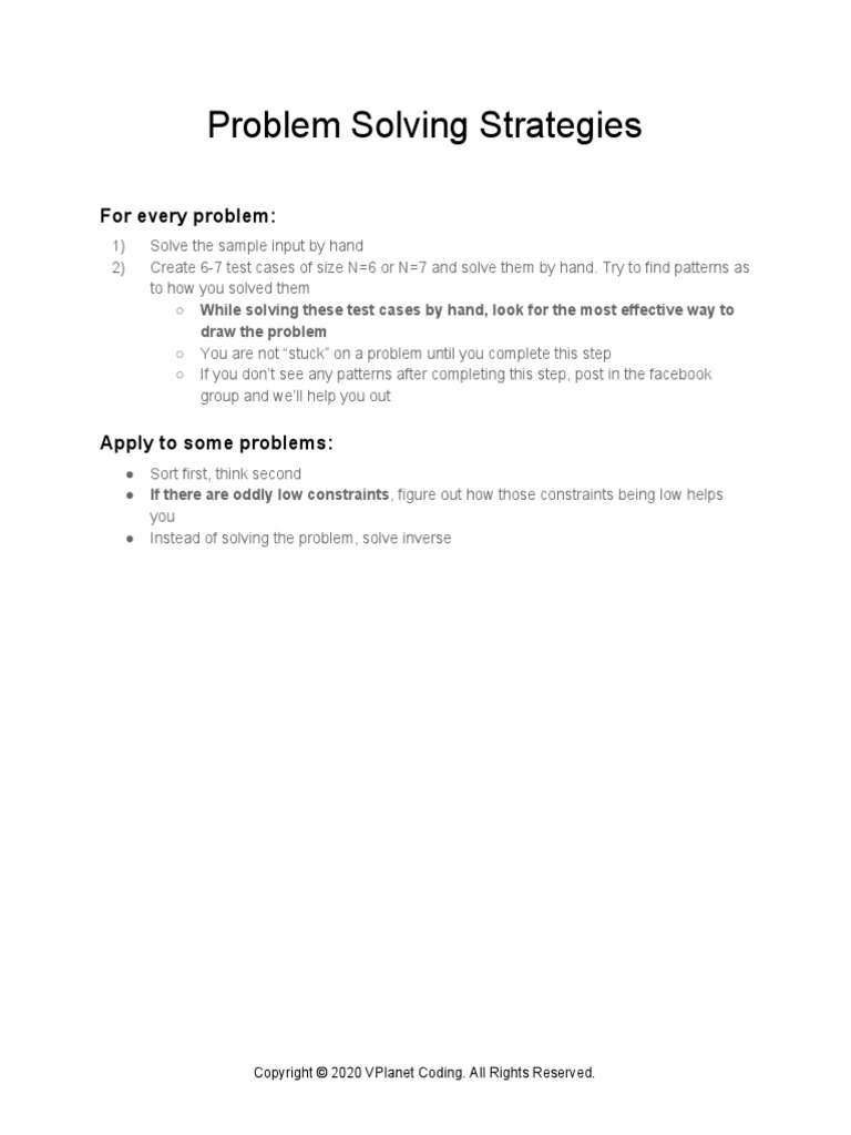 Problem Solving Strategies | PDF
