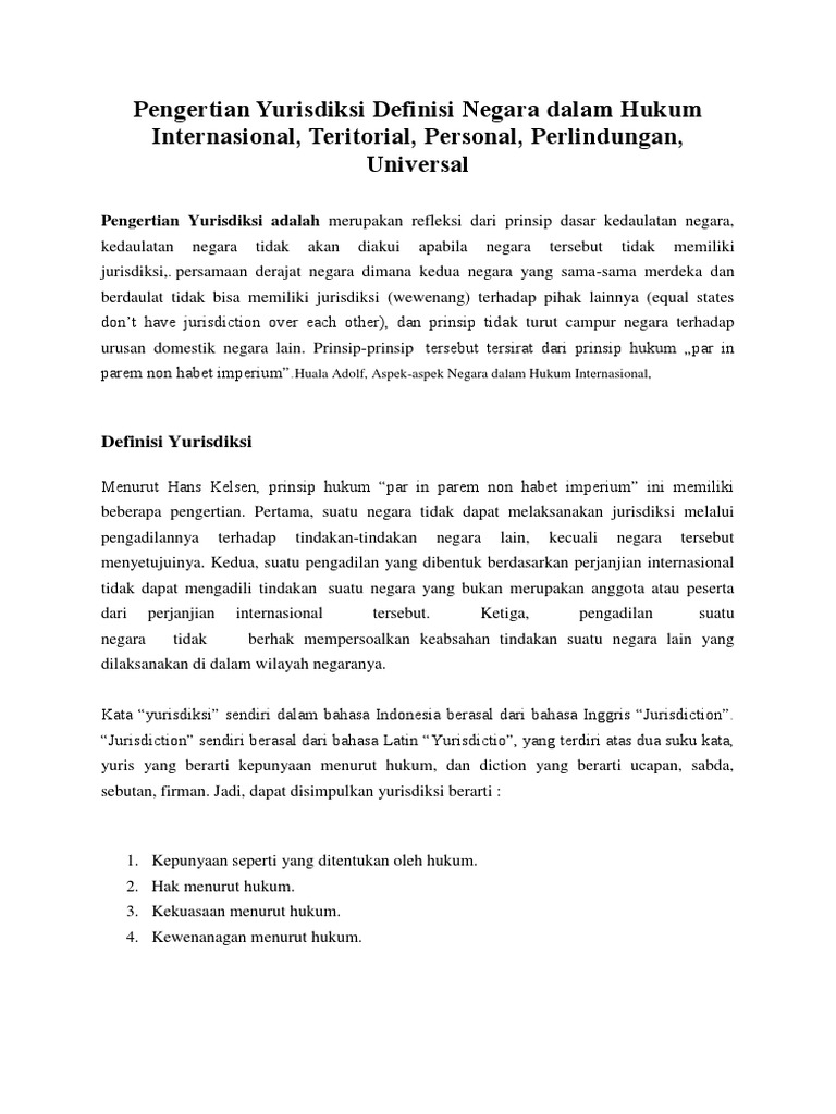 Yurisdiksi Negara dalam Hukum Internasional | PDF | Hukum