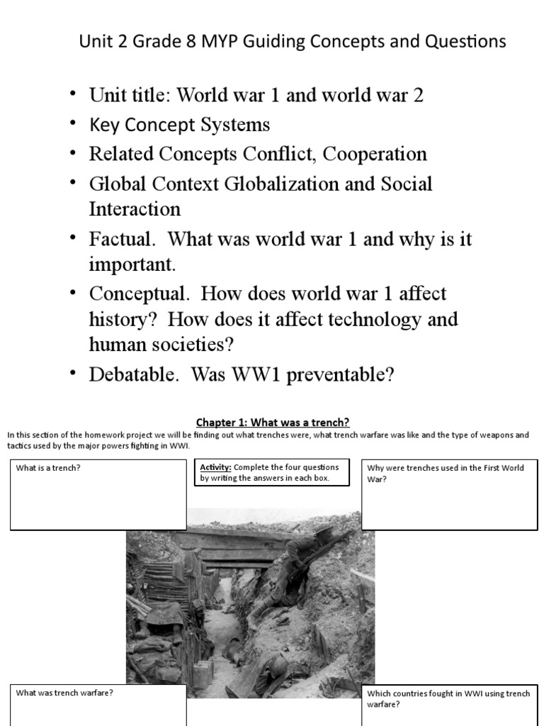 Unit 2 Grade 8 MYP Guiding Concepts and Questions | PDF | Trench ...