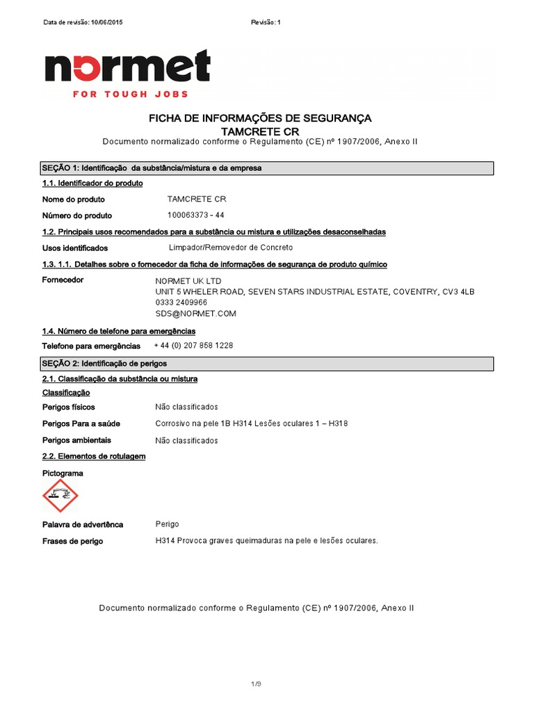 TAMCRETE CR - Segurança Português | PDF | Vapor | Desperdício
