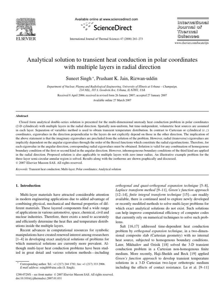 Analytical Solution To Transient Heat Conduction In Polar Coordinates With Multiple Layers In