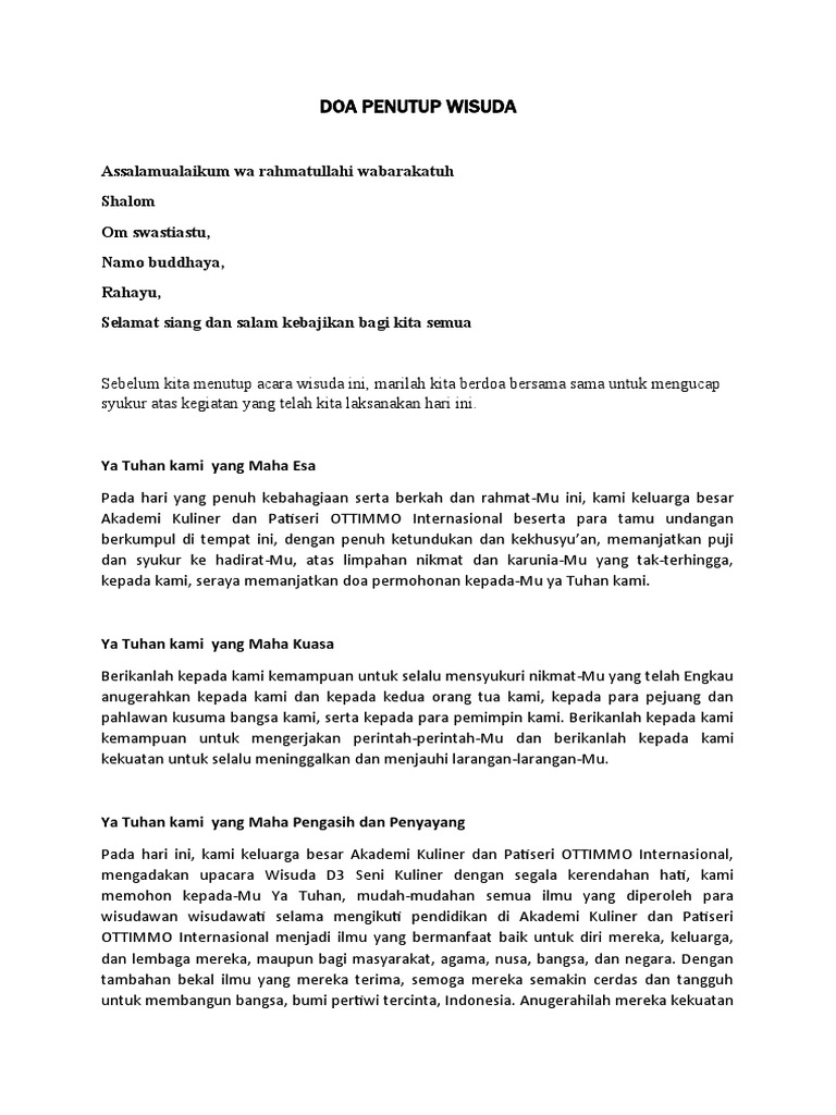 Doa Penutup Wisuda | PDF
