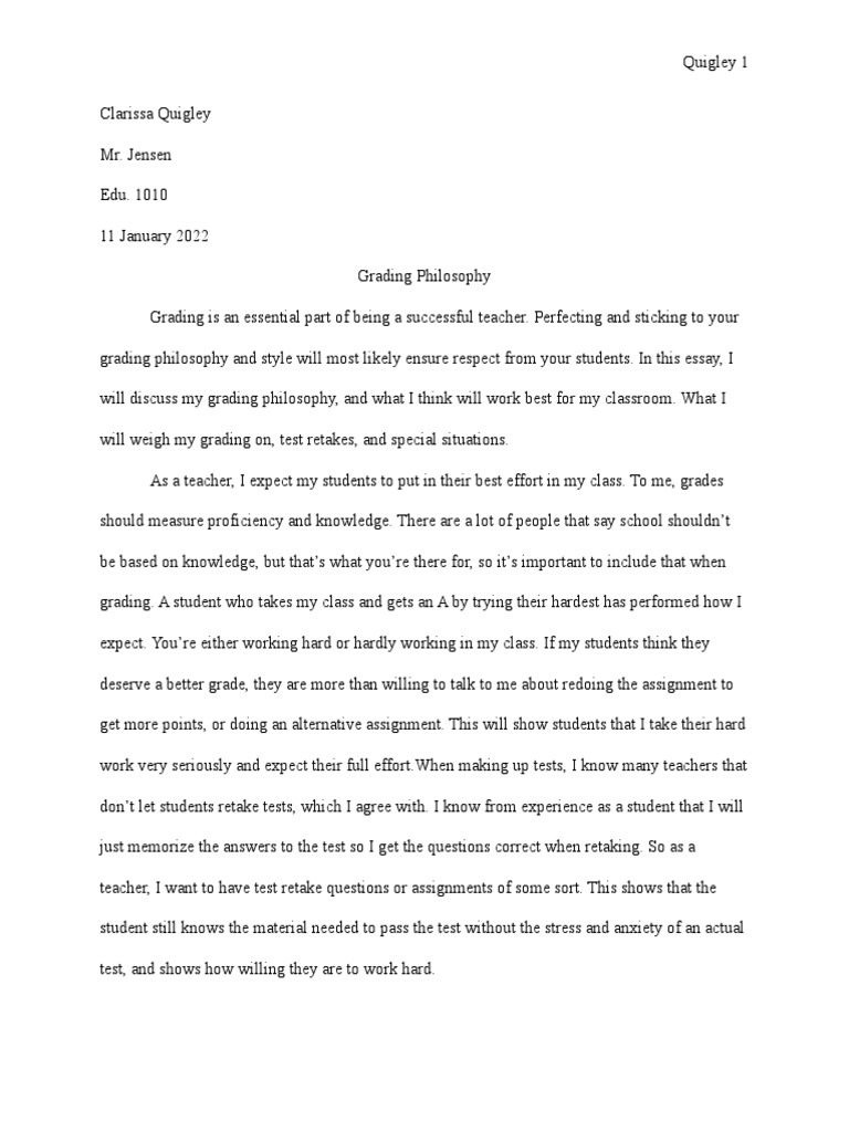 Grading Philosophy | PDF | Teachers | Pedagogy