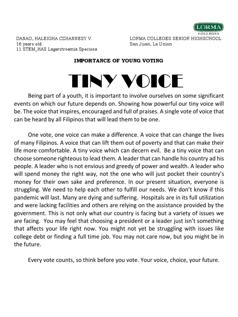 TINY VOICE Essay | PDF