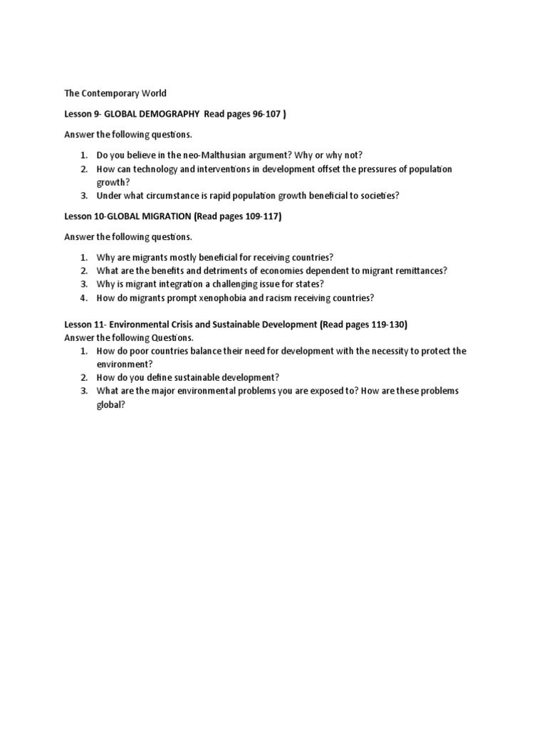 ACTIVITIES The Contemporary World | PDF