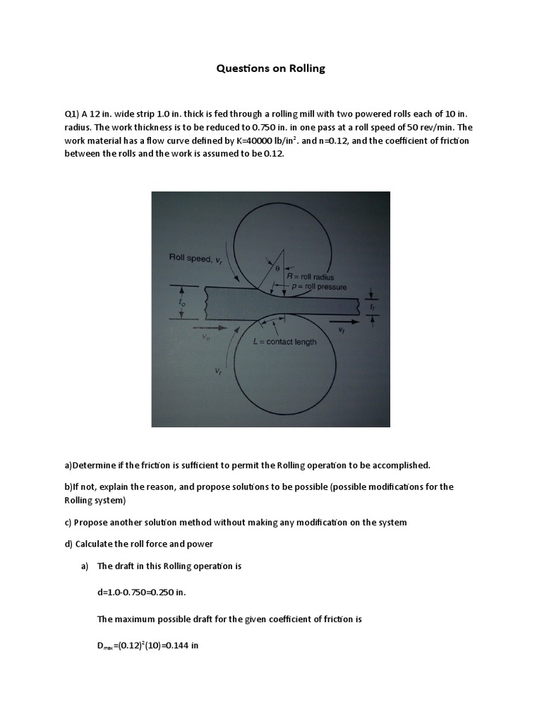 Rolling Mill Operation Analysis and Solutions | PDF