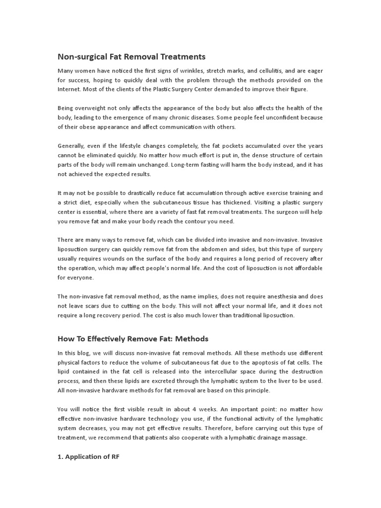 Non-Surgical Fat Removal Treatments | PDF | Ultrasound | Adipose Tissue