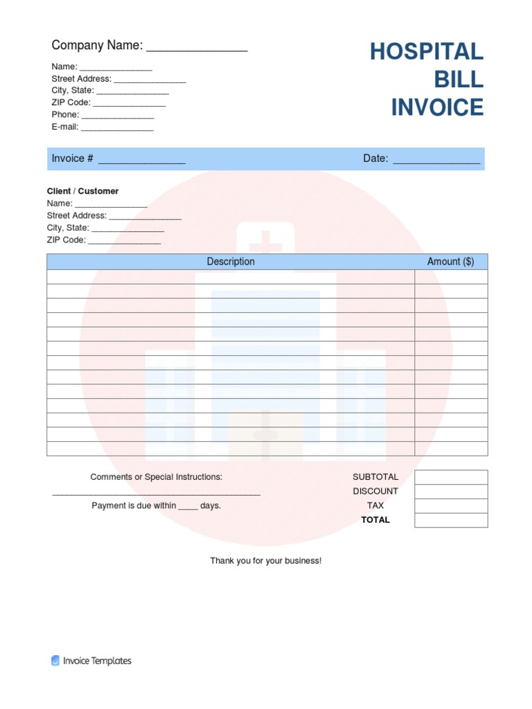 Hospital Bill Invoice Template | PDF | Business