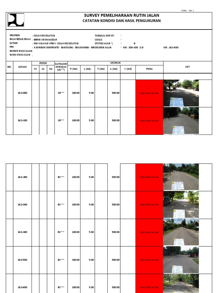Contoh Back Up Data MC 0 Kerusakan Jalan | PDF