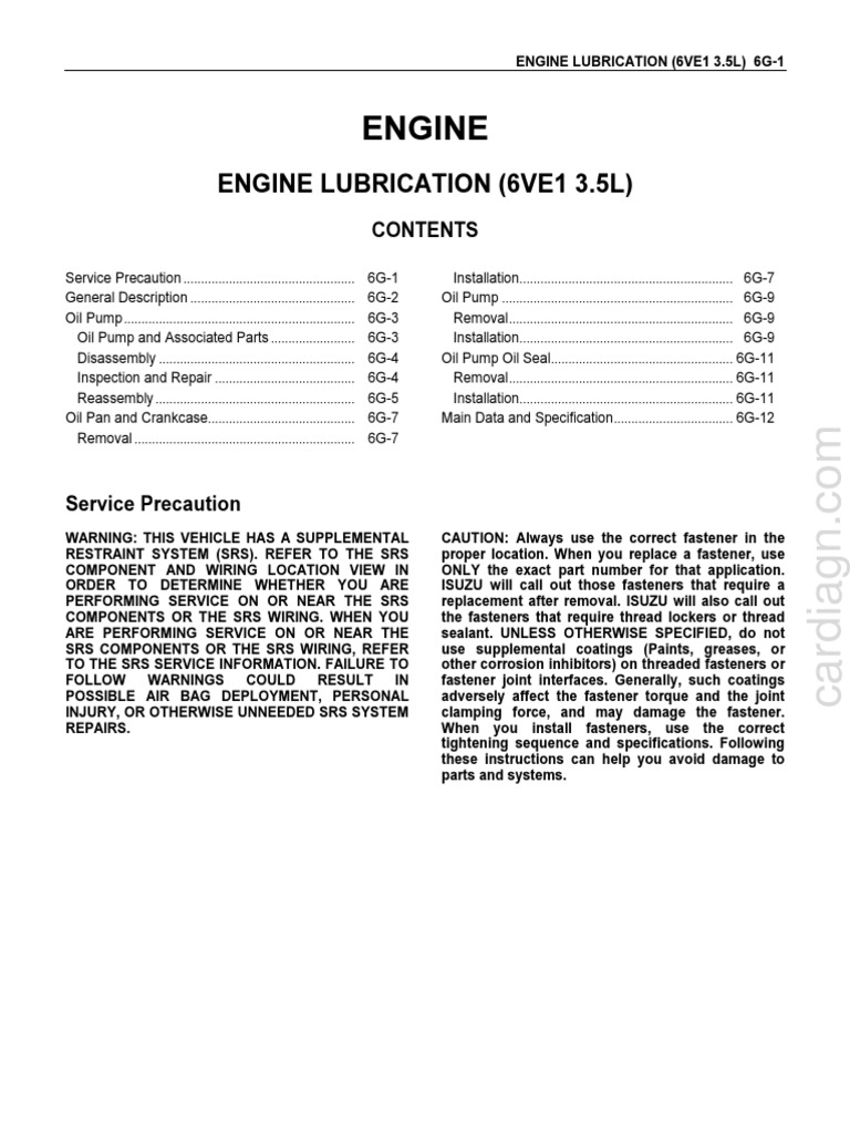 6VE1 Engine Lubrication Overview | PDF | Mechanical Engineering ...