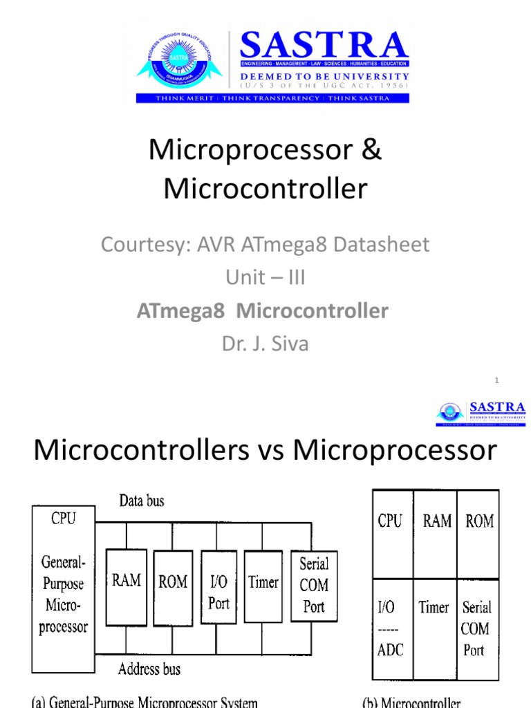 Microcontroller vs Microprocessor: Comparing AVR ATmega8 Features | PDF