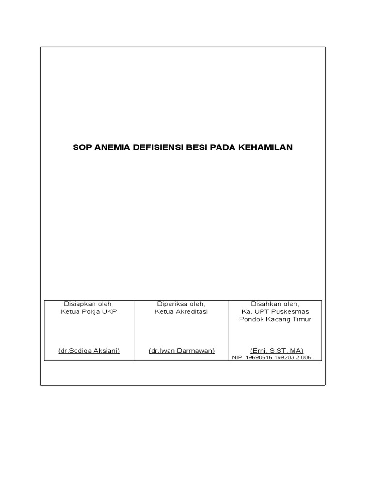 Sop Anemia Def Besi Pada Kehamilan | PDF