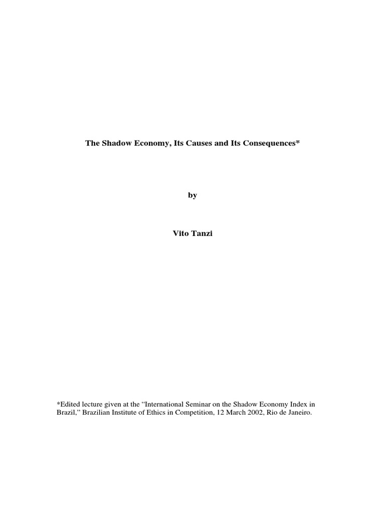 The Shadow Economy, Its Causes and Its Consequences | PDF | Taxes ...