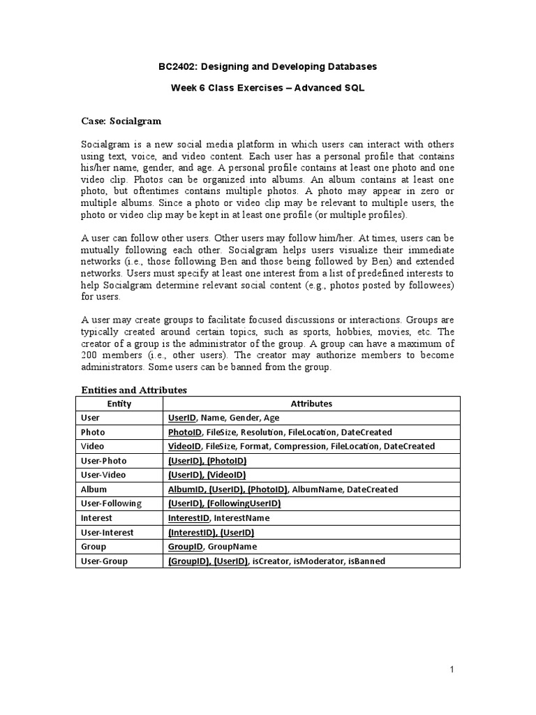 BC2402 Week 6 Class Exercises | PDF | Relational Model | Information Retrieval
