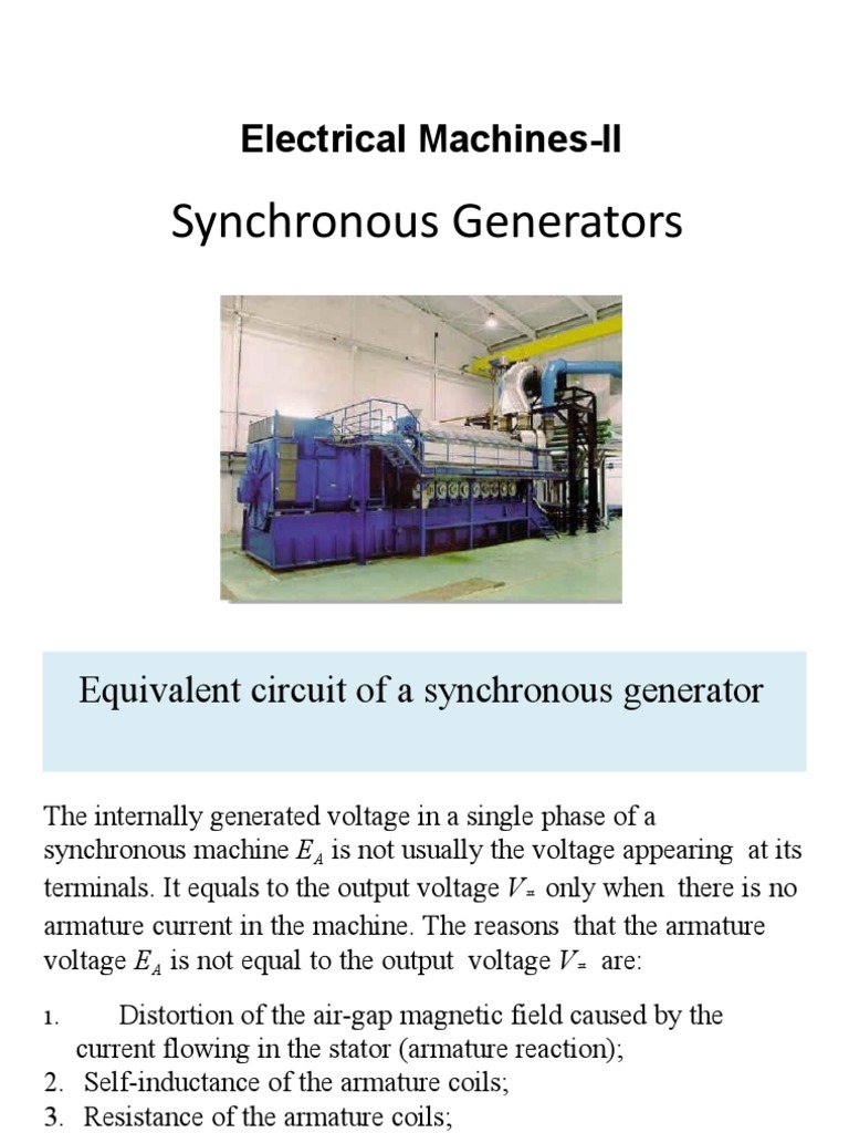 Equivalent Circuit and Phasor Diagrams of Synchronous Generator ...