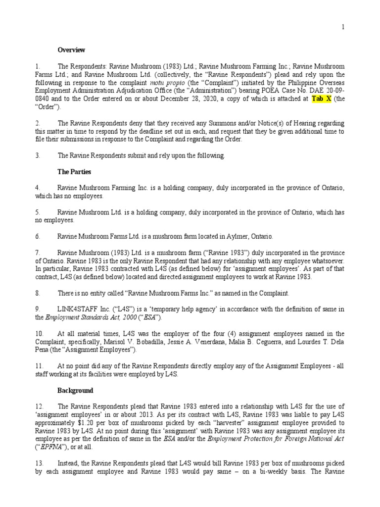 Draft Answer To Action | PDF | Employment | Complaint