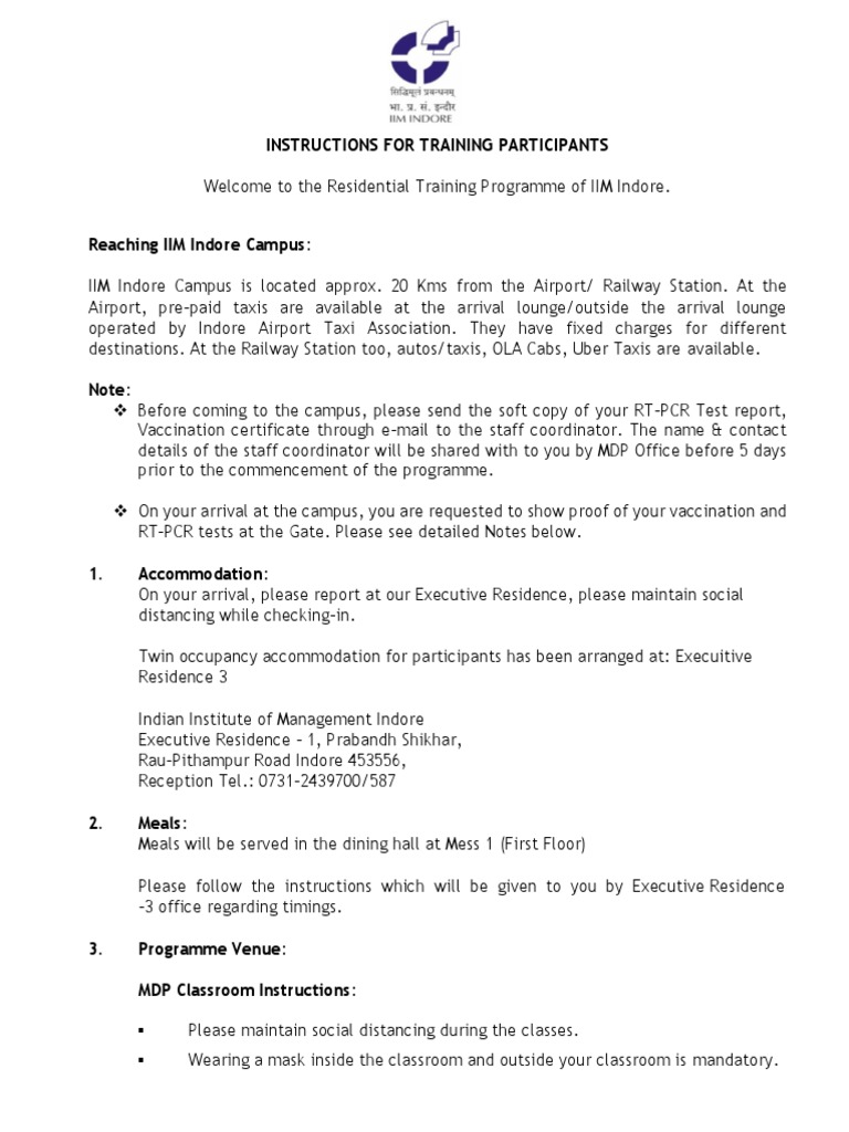 Latest SOP For COVID-19 - IIM Indore 30-06-2021 | PDF | Hand Washing ...