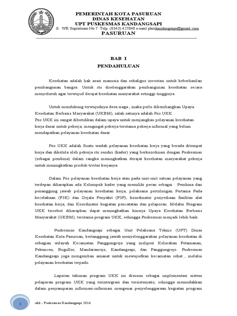 Laporan Tahunan PROGRAM UKK 2016 | PDF