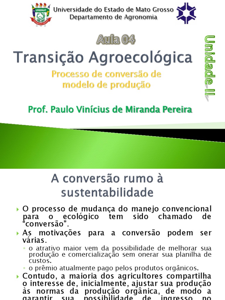 Aula 04 Transição Agroecológica | Agroecologia | Agricultura