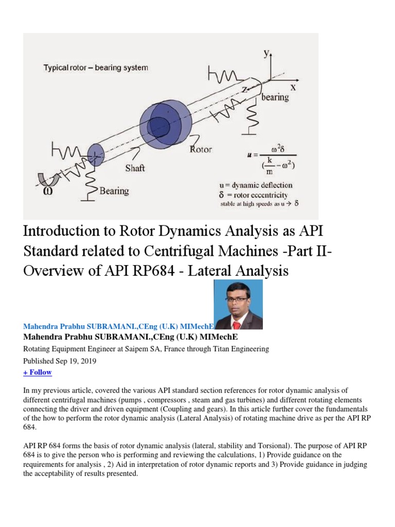 Introduction To Rotor Dynamics Analysis As API Standard Related To Centrifugal Machines - Part ...
