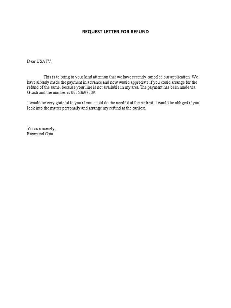 Request Letter For Refund | PDF | Law